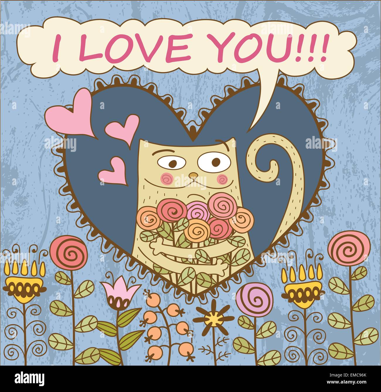 Valentines day card cat flowers hi-res stock photography and images - Alamy