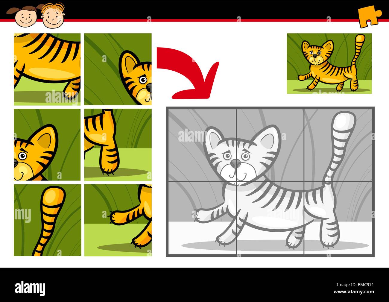 cartoon tiger jigsaw puzzle game Stock Vector Image & Art - Alamy