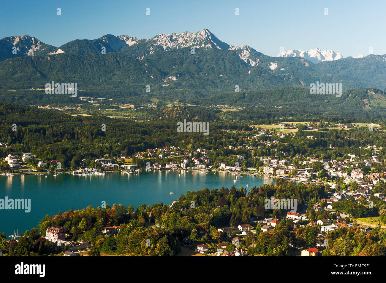 Austria, Carinthia, View to Woerthersee with Velden Stock Photo - Alamy