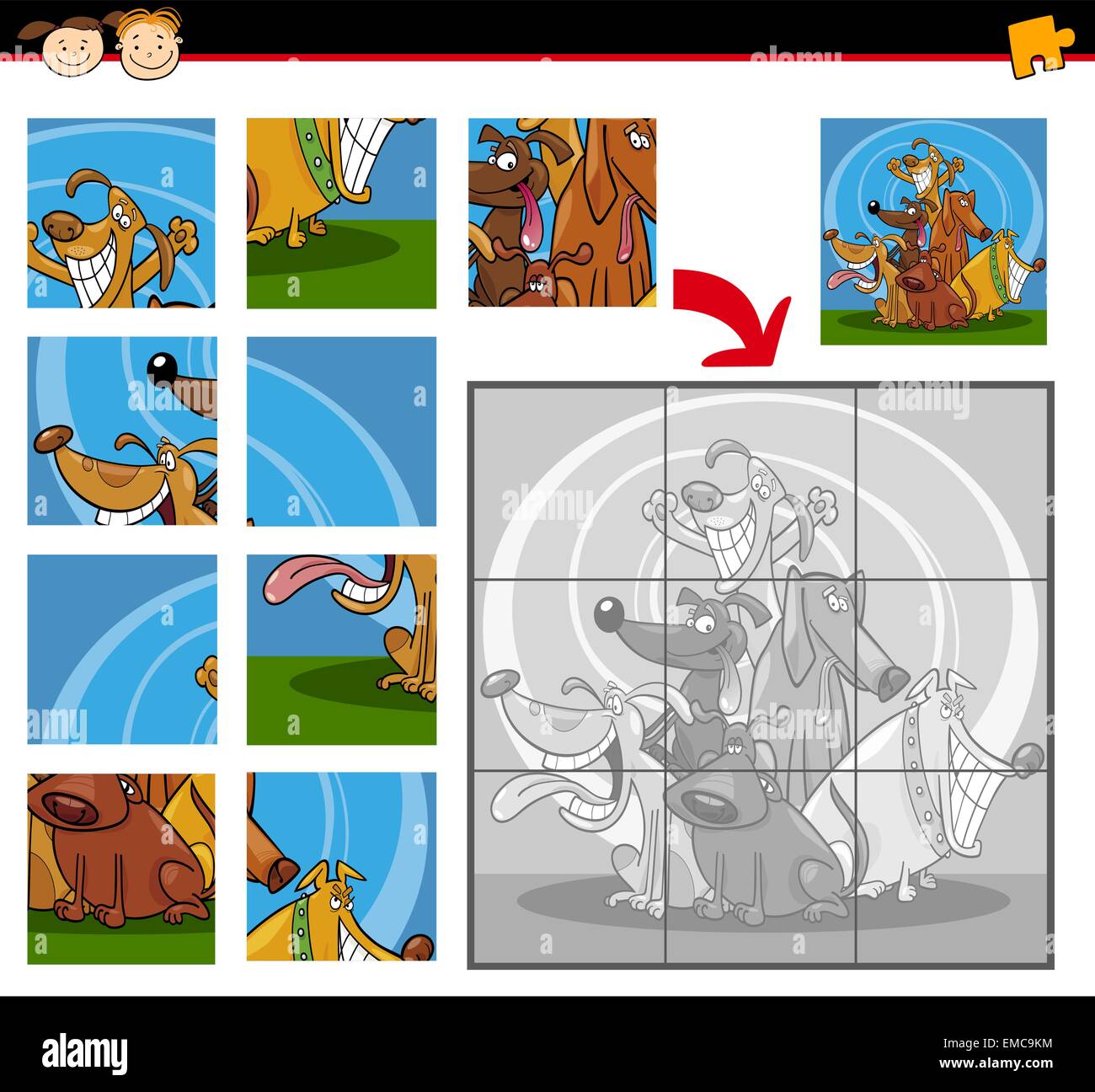 Cartoon pets puzzle hi-res stock photography and images - Alamy