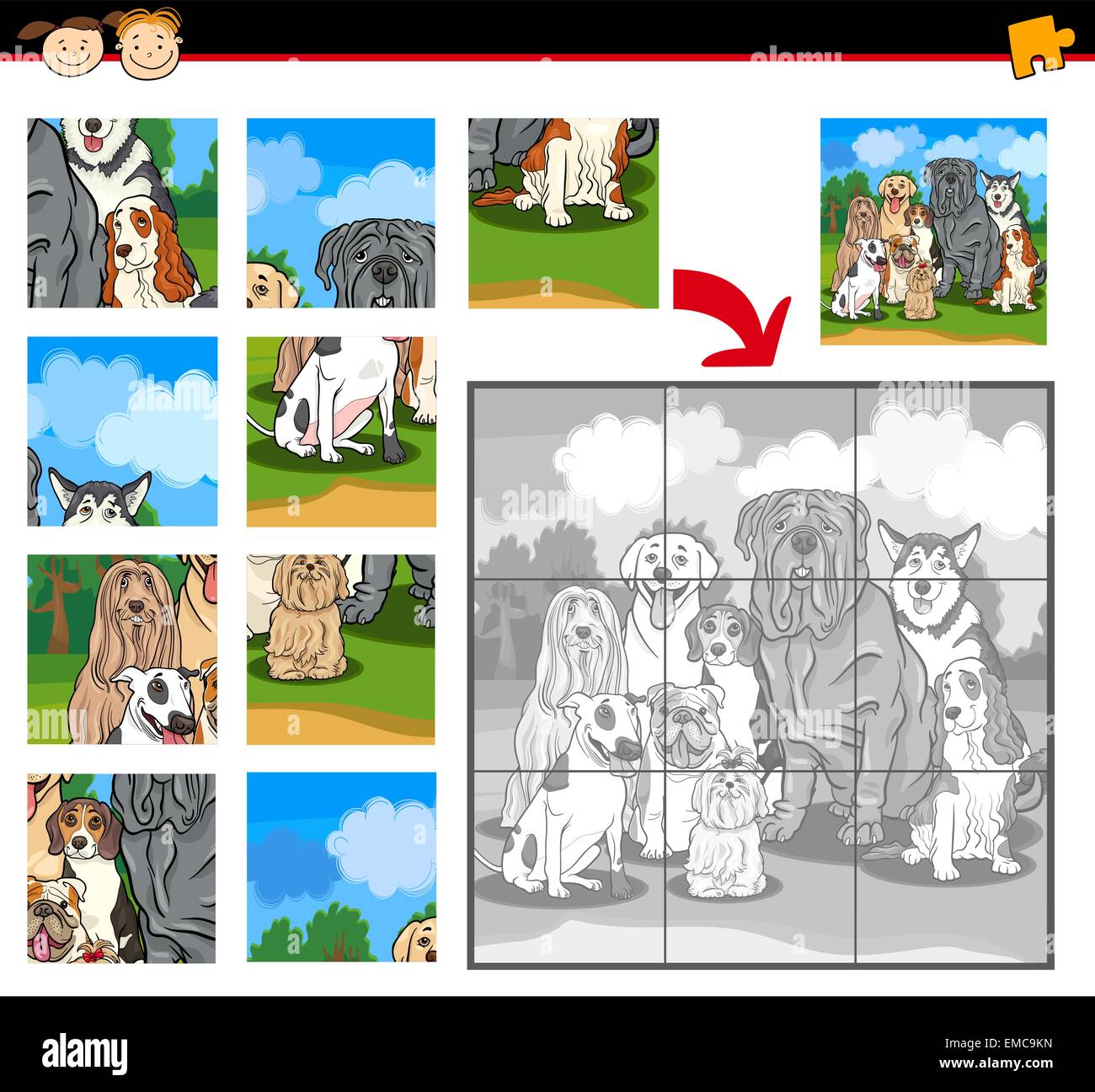 cartoon dogs jigsaw puzzle game Stock Vector Image & Art - Alamy