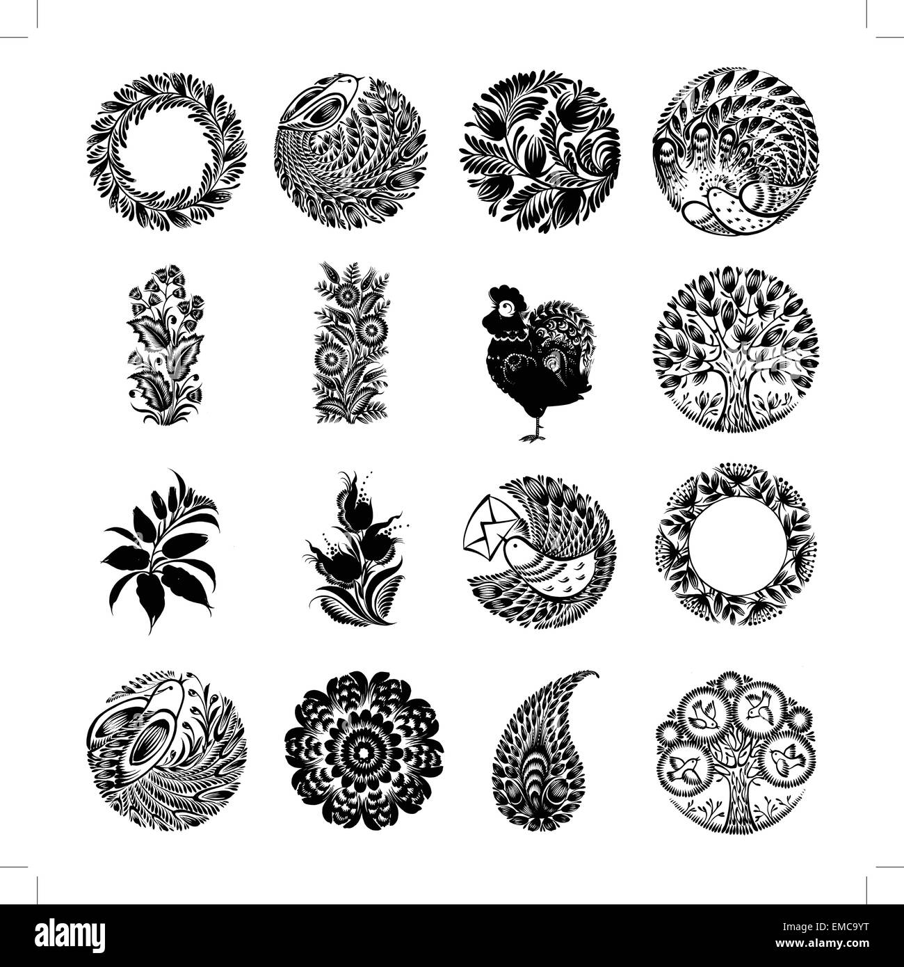 Paisley pattern on black Cut Out Stock Images & Pictures - Alamy