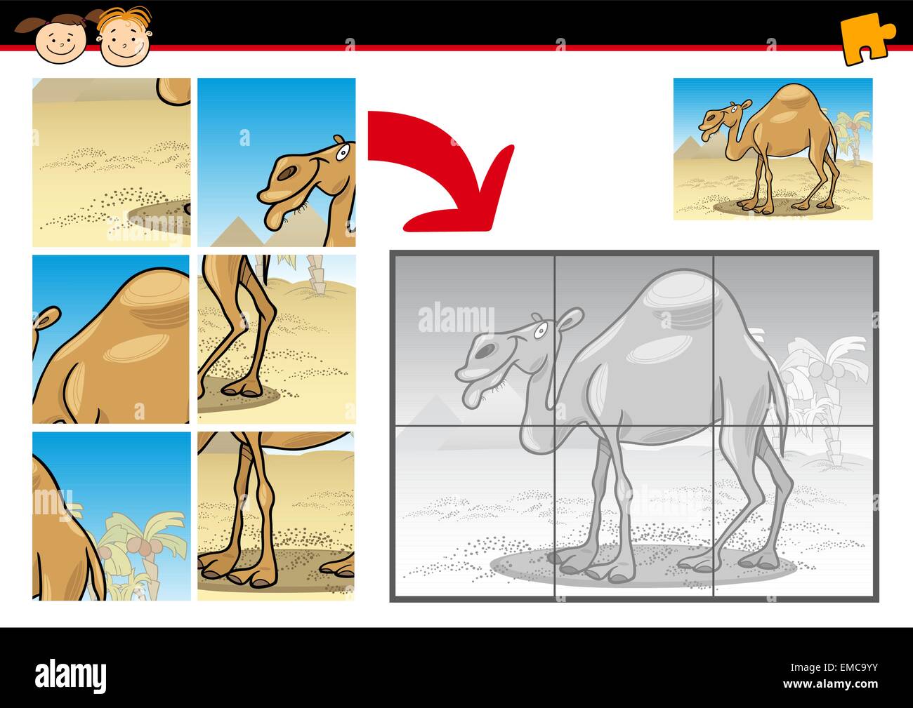 Cartoon camel jigsaw puzzle game Stock Vector Images - Alamy