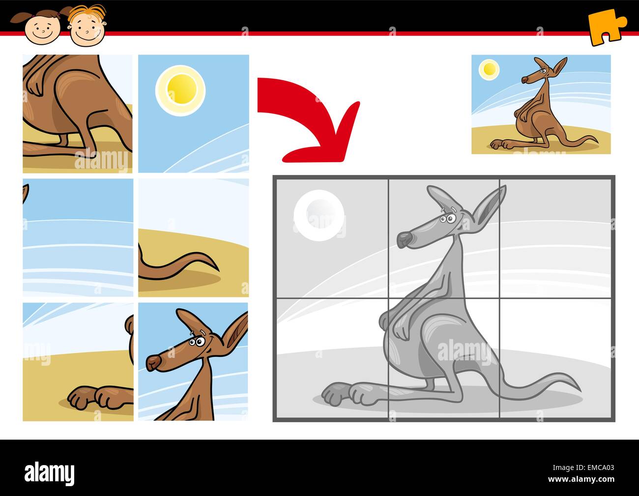 cartoon kangaroo jigsaw puzzle game Stock Vector Image & Art - Alamy