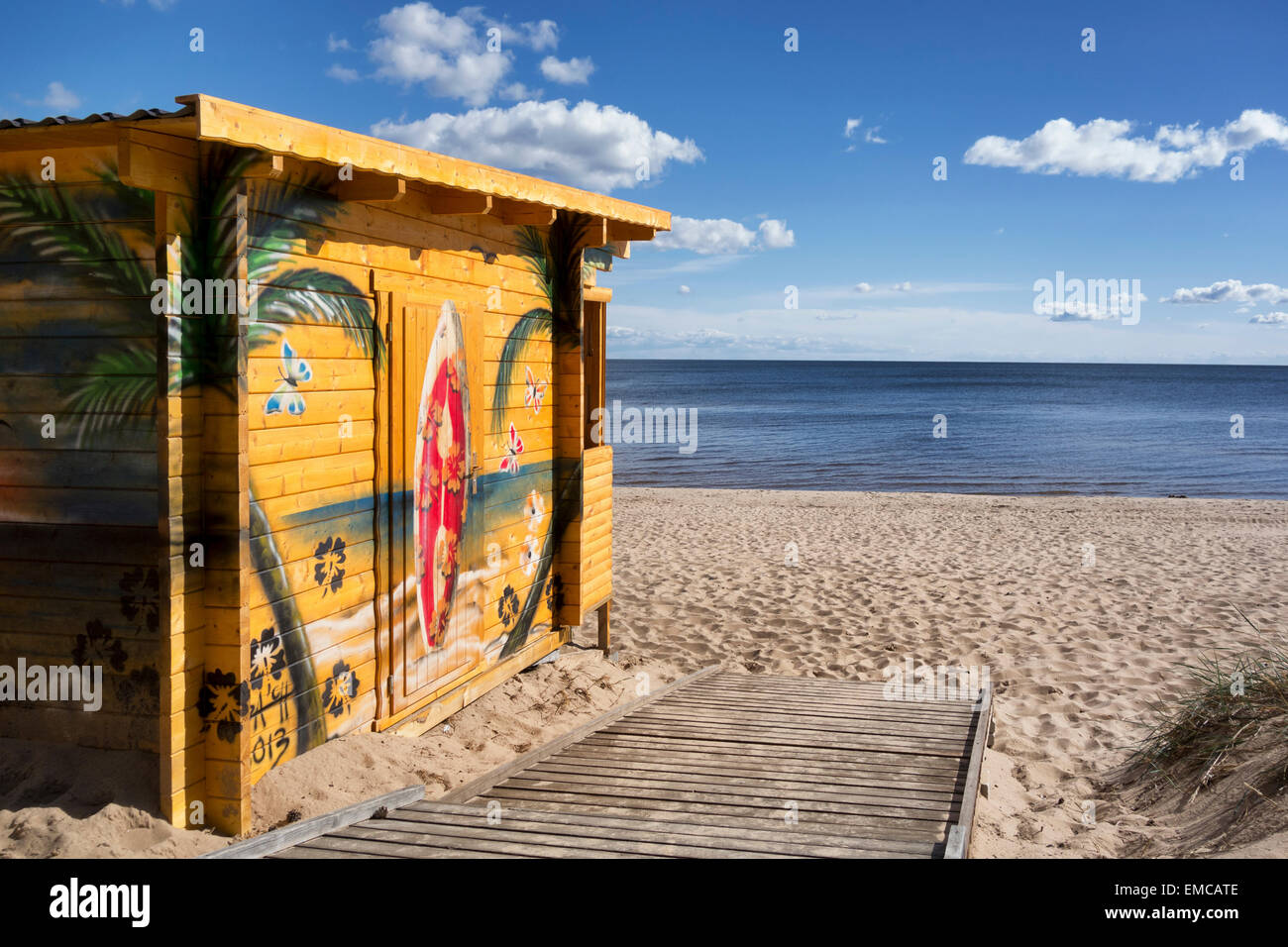 Estonia, Kauksi, kiosk at the beach of Lake Peipus Stock Photo - Alamy