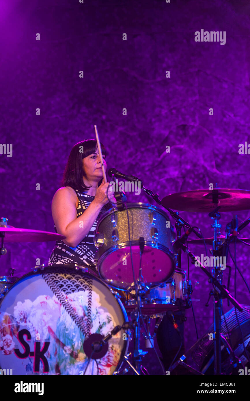 Band Sleater-Kinney live at the Stubbs BBQ in Austin on April 17, 2015 ...