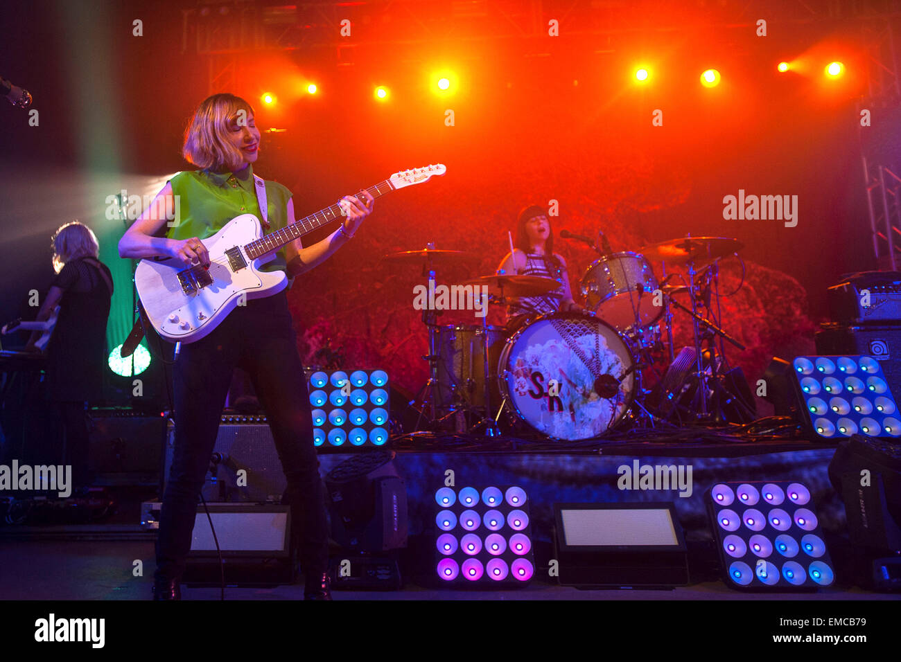 Band Sleater-Kinney live at the Stubbs BBQ in Austin on April 17, 2015 ...