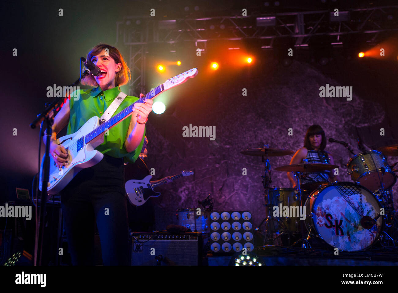Band Sleater-Kinney live at the Stubbs BBQ in Austin on April 17, 2015 ...