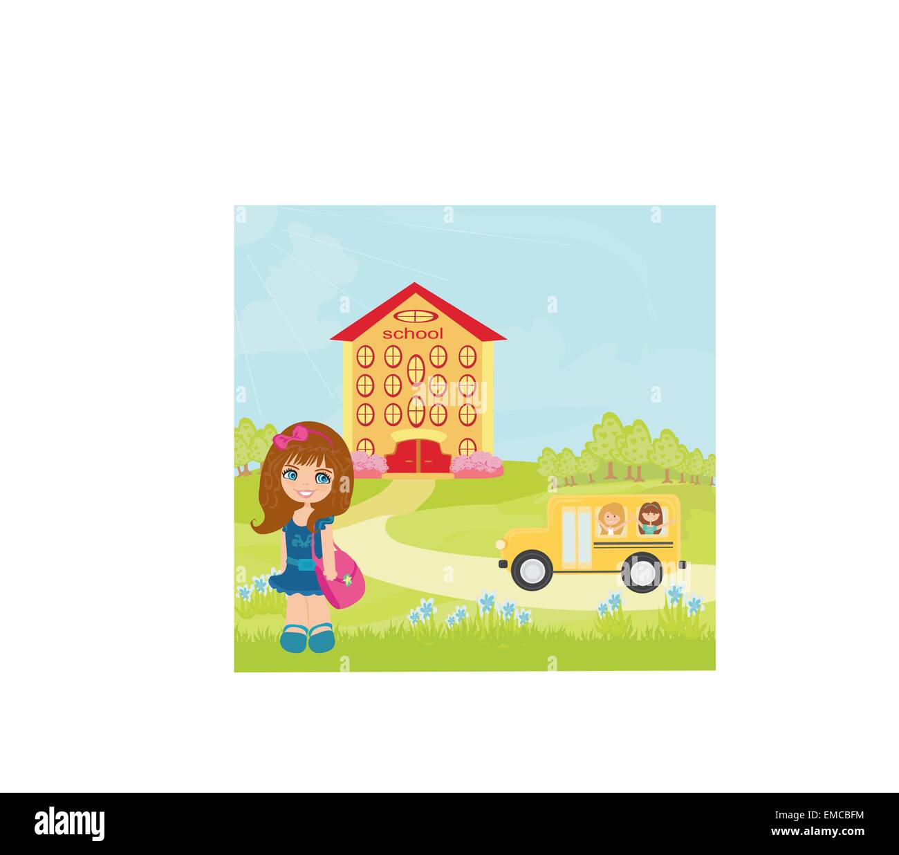 girl going to school Stock Vector Image & Art - Alamy