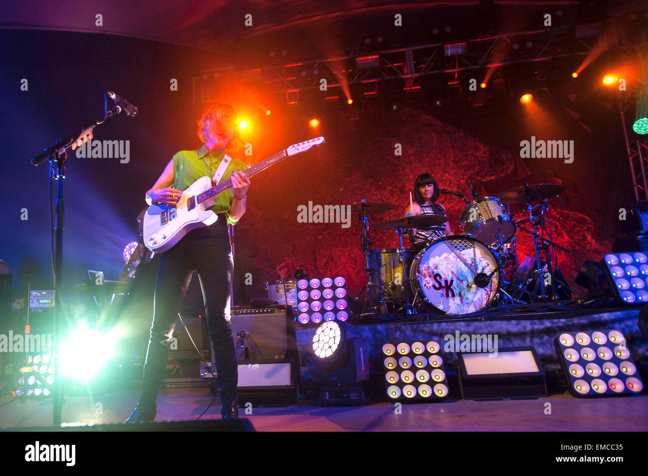 Band Sleater-Kinney live at the Stubbs BBQ in Austin on April 17, 2015 ...