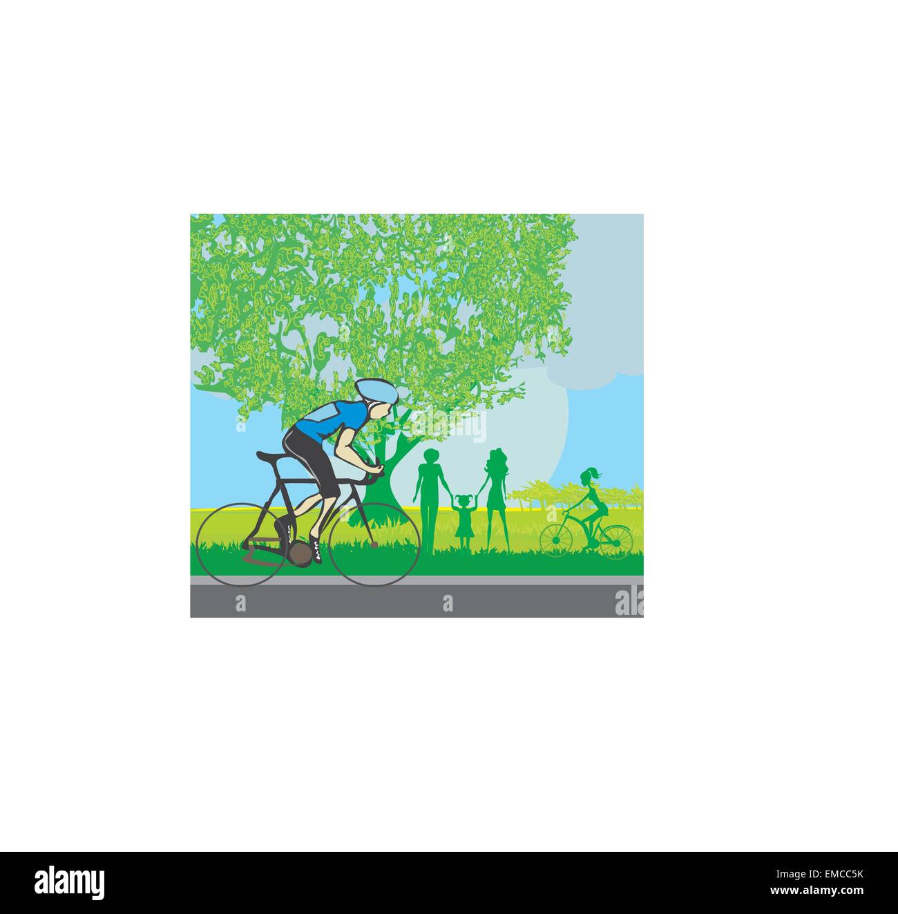 Woman cyclist riding bike Cut Out Stock Images & Pictures - Alamy