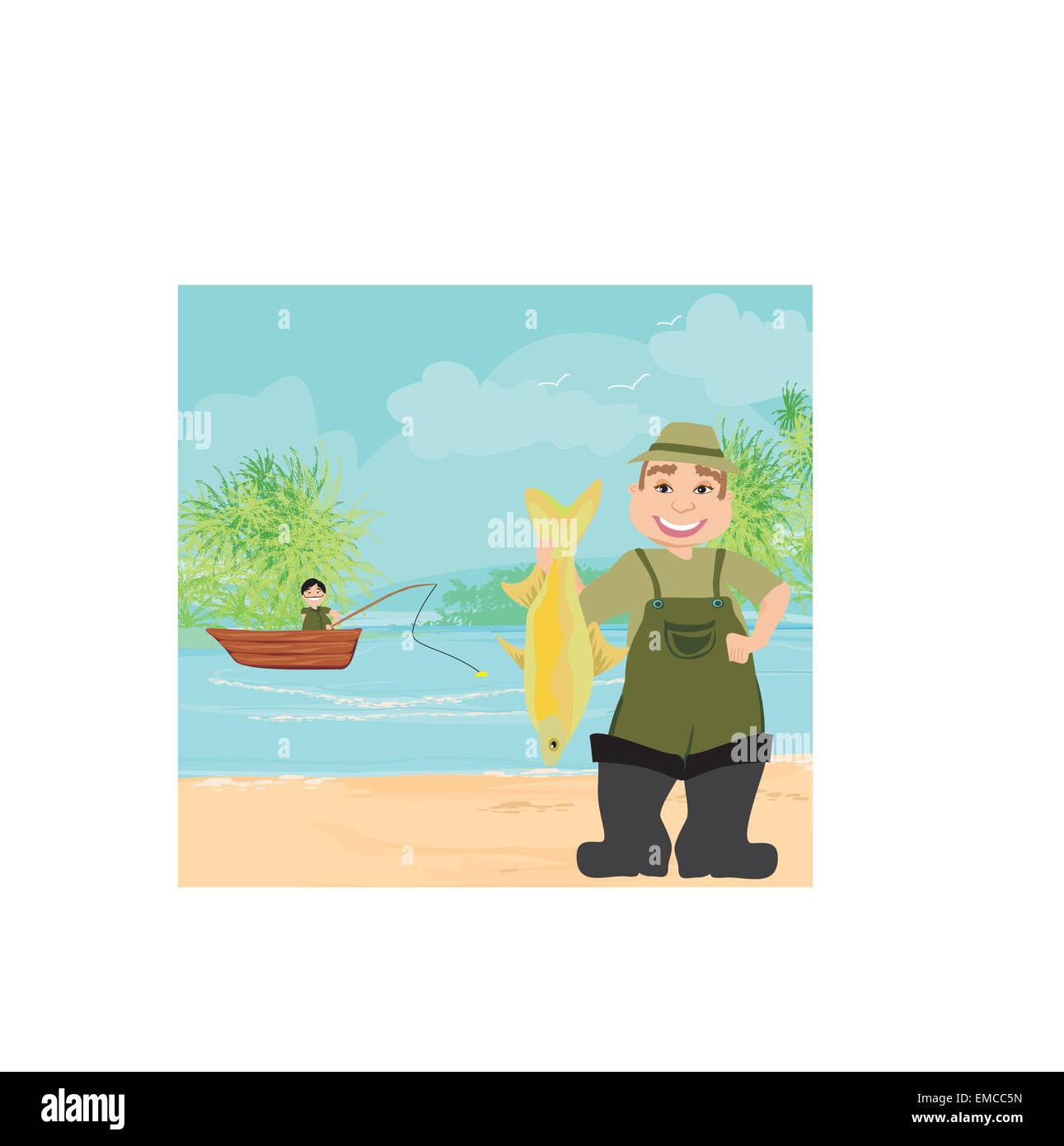 Boat ocean men Stock Vector Images - Alamy