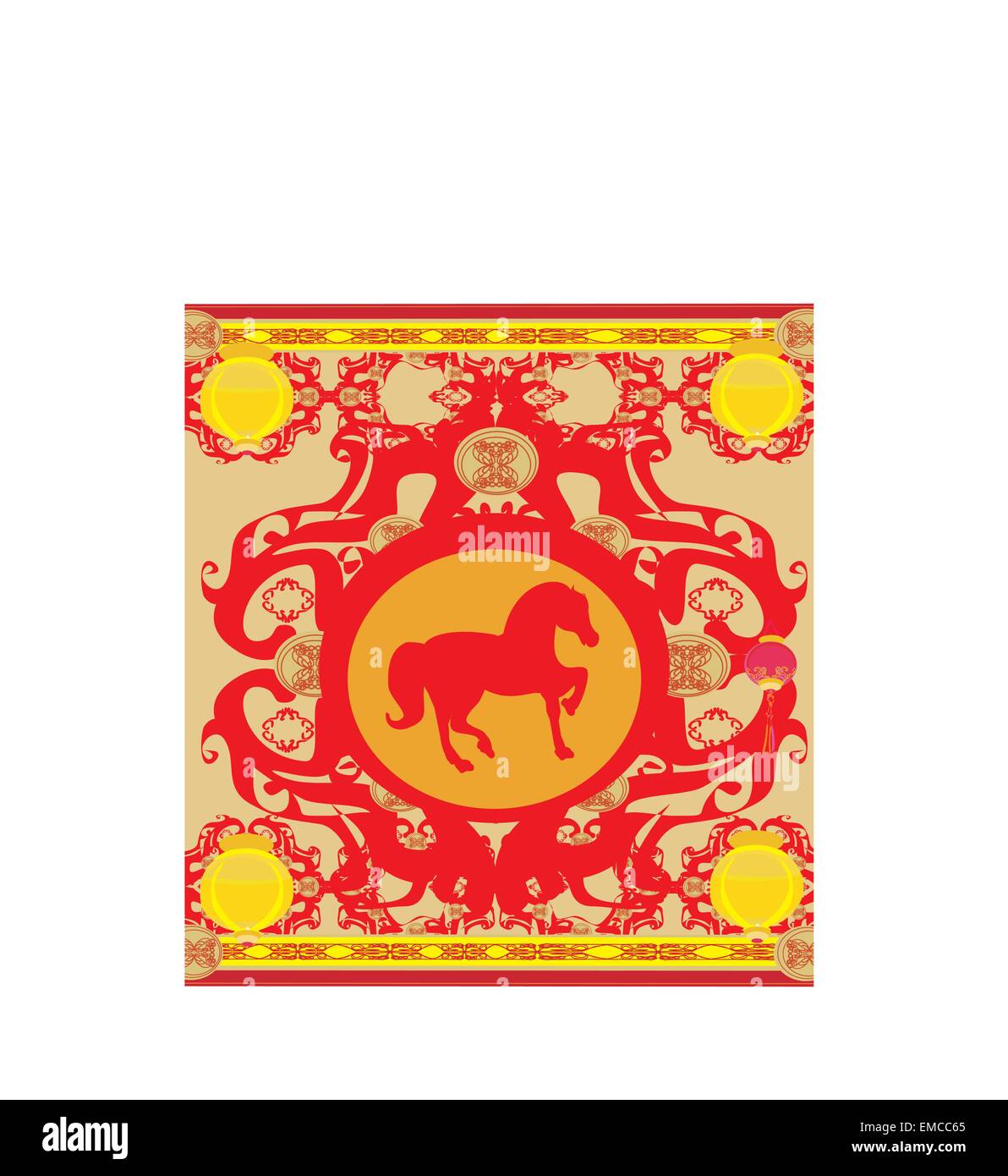 Year of Horse - Happy Chinese New Year Vector Card Design Stock Vector ...
