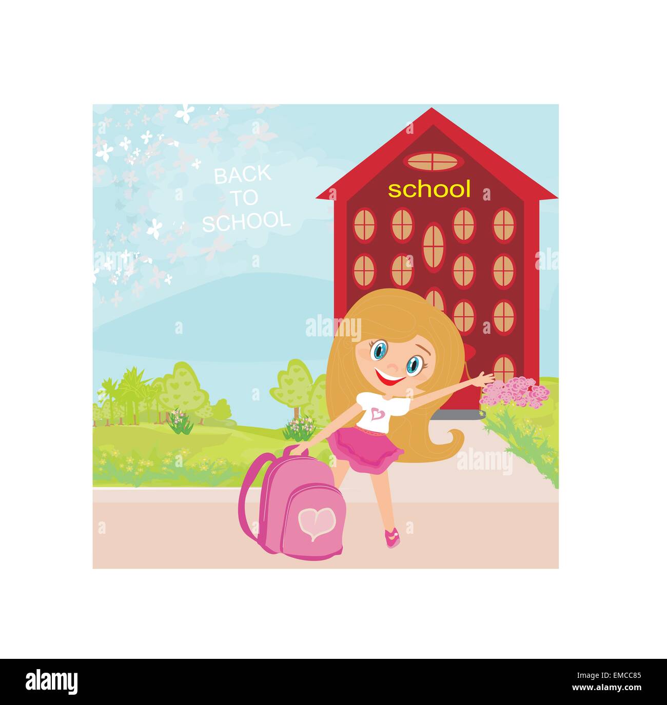 Girl backpack Stock Vector Images - Alamy