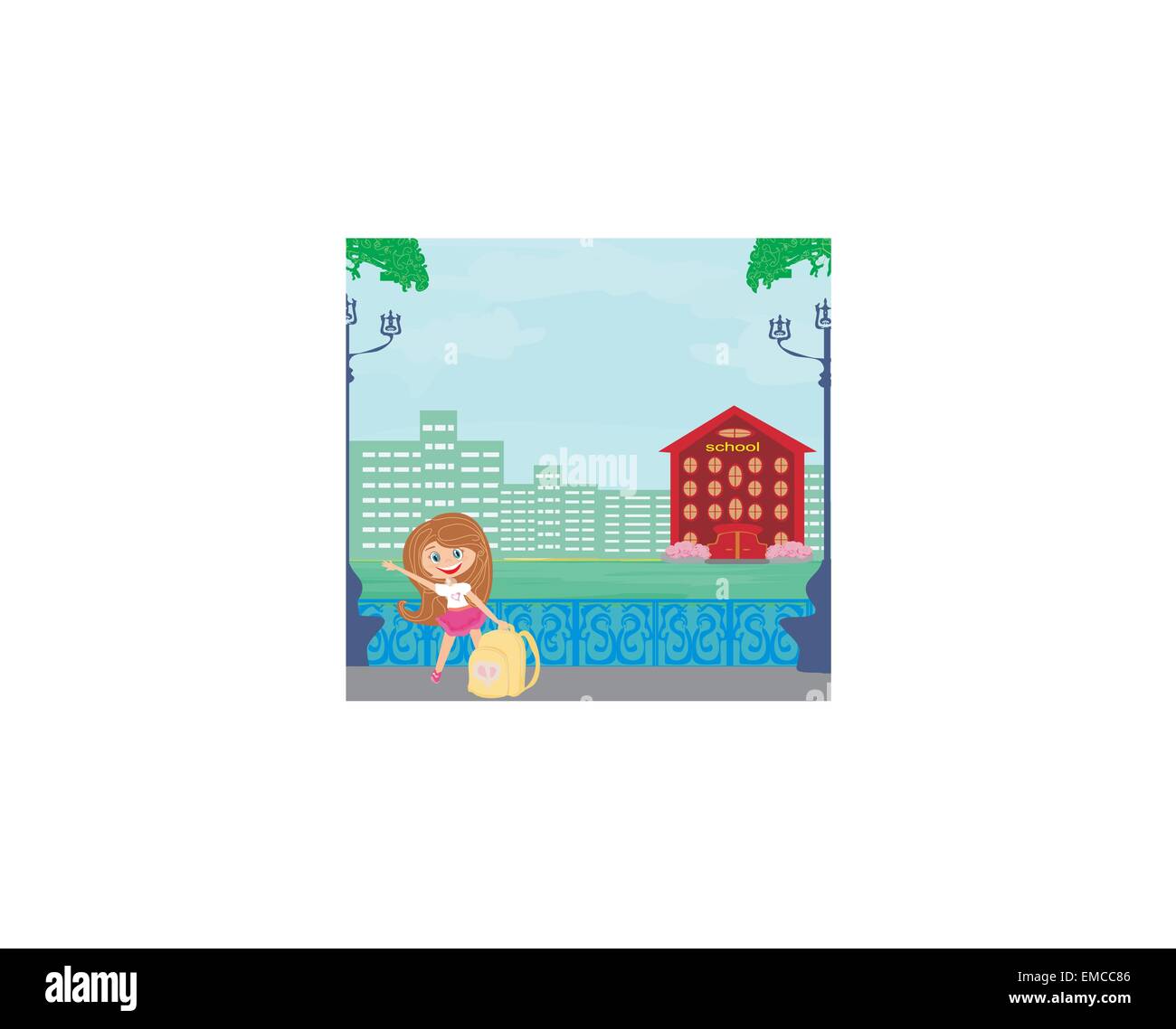 Girl backpack Stock Vector Images - Alamy