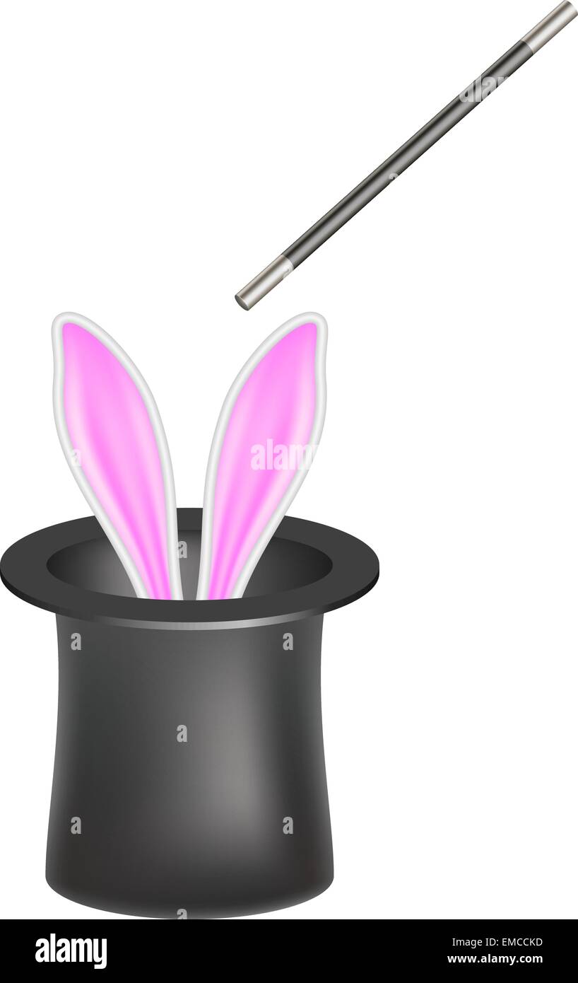 Magic hat with rabbit ears and magic wand Stock Vector Image & Art - Alamy