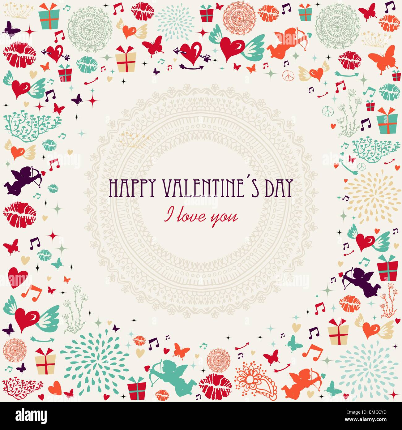 Valentine`s day colorful greeting card Stock Vector Image & Art - Alamy