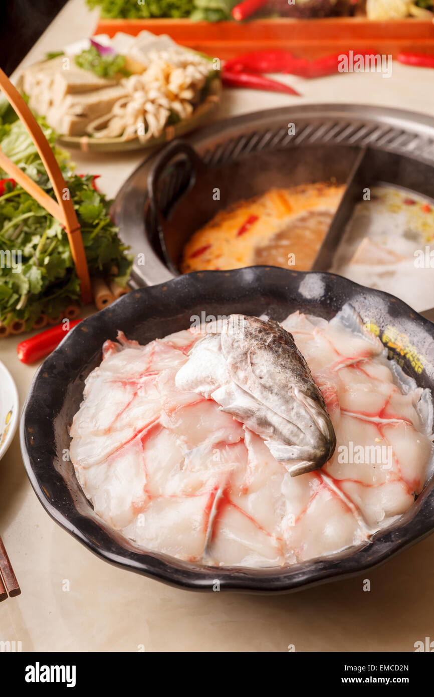 Fish, Chinese Hot pot dishes Stock Photo - Alamy