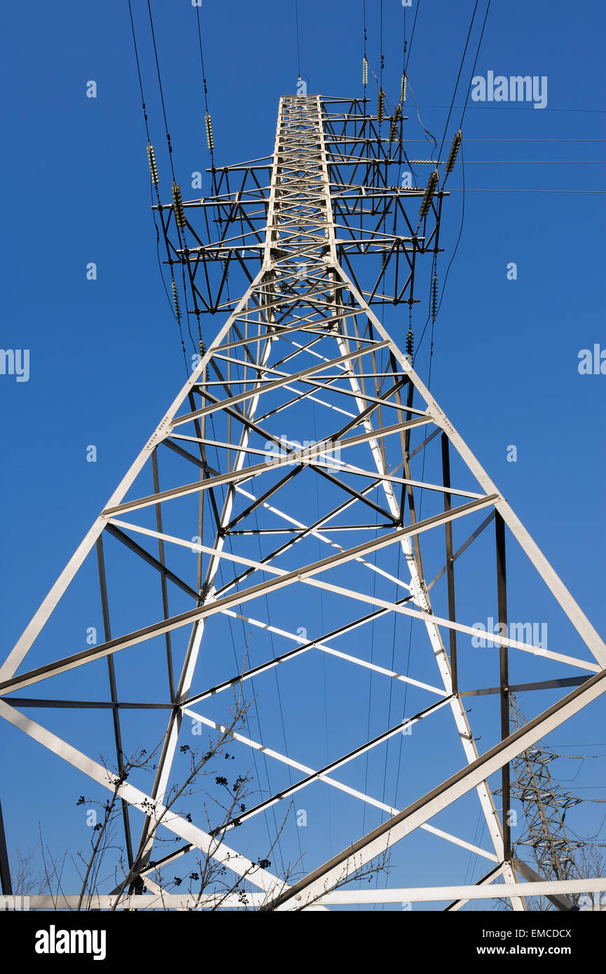 high voltage power lines Stock Photo - Alamy