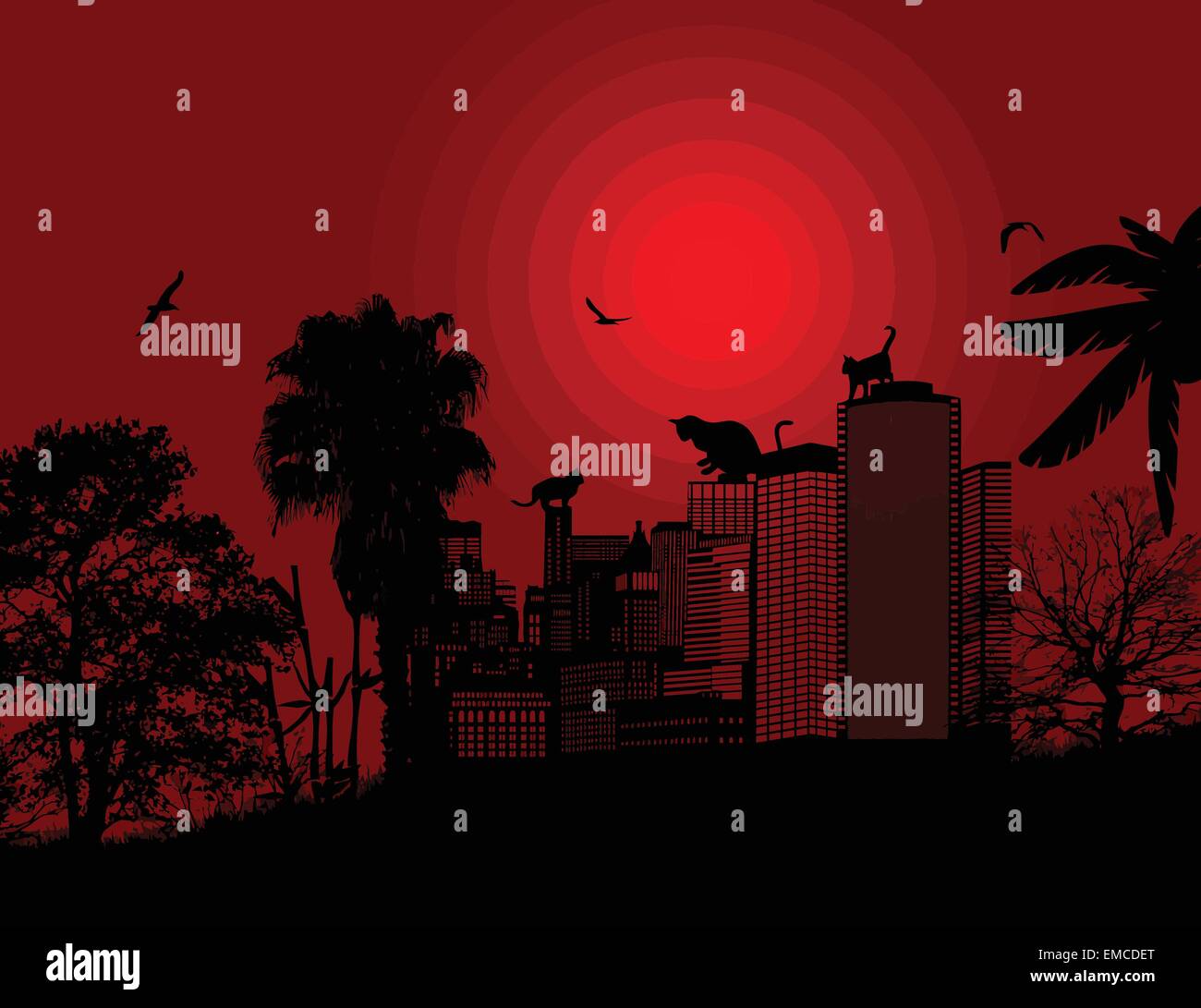 Fairy red night background Stock Vector Image & Art - Alamy