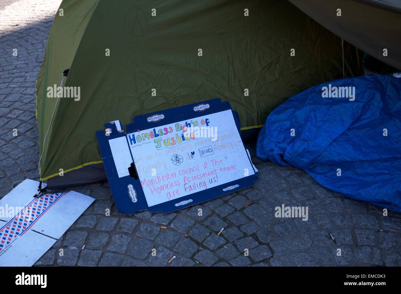 Manchester, UK 20th April 2015 The protest to highlight homelessness in ...
