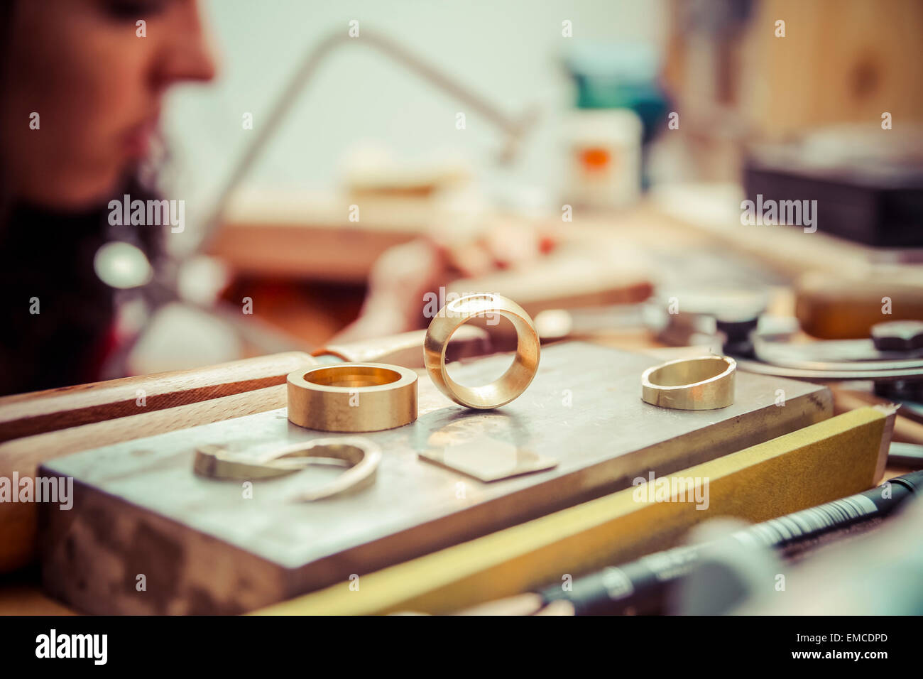 Workpieces and tools in workshop of a goldsmith Stock Photo - Alamy
