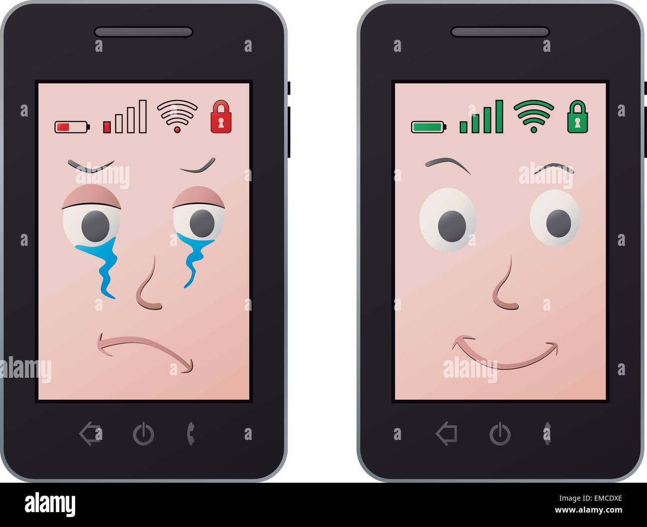 sad and happy mobile Stock Vector Image & Art - Alamy