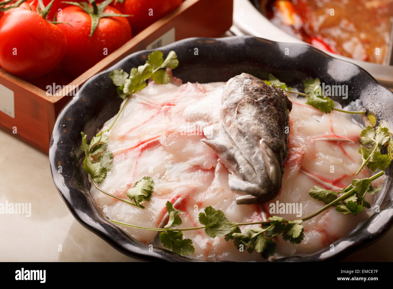 Fish, Chinese Hot pot dishes Stock Photo - Alamy