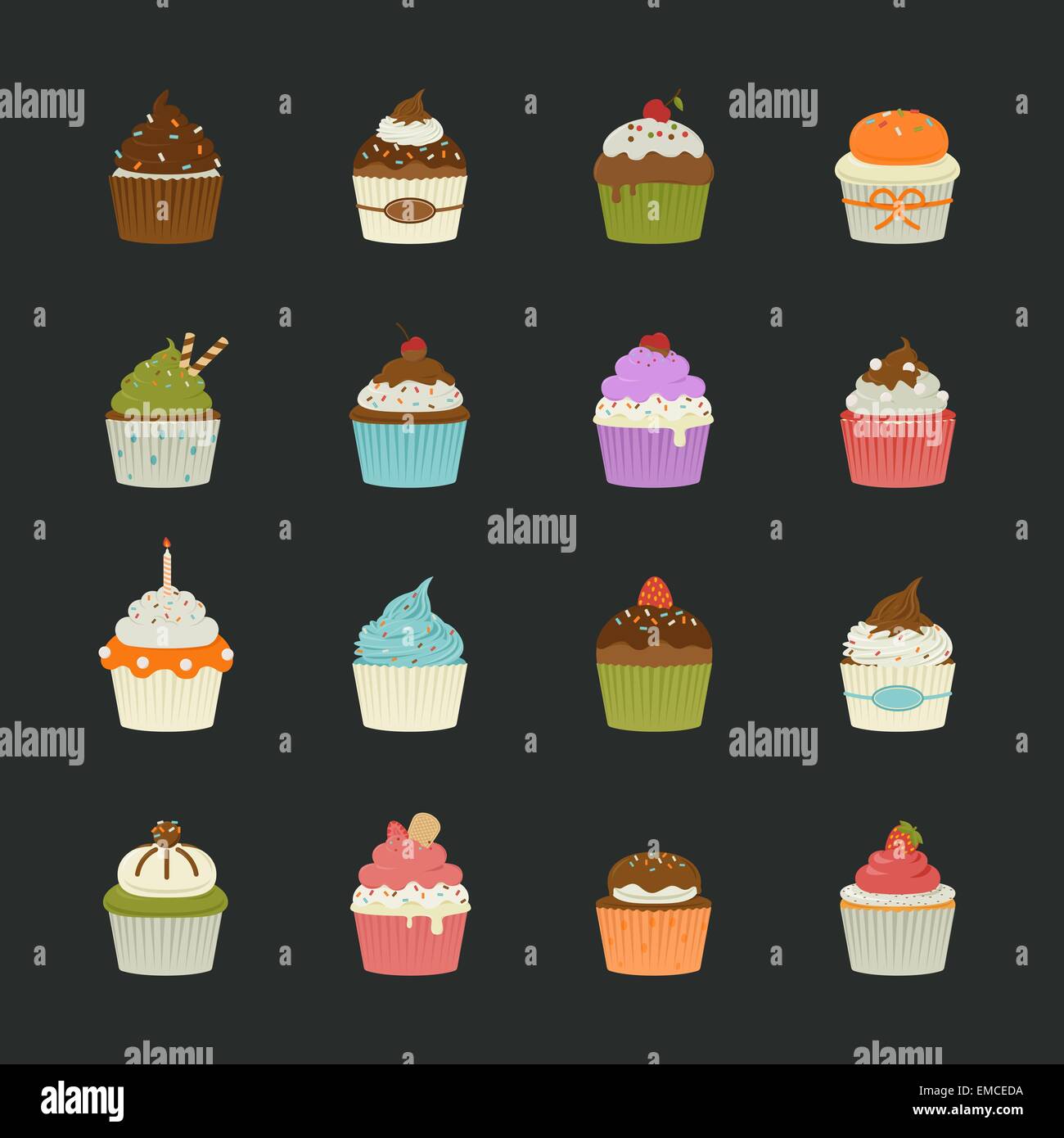 Sweet cupcakes icons Stock Vector Image & Art - Alamy