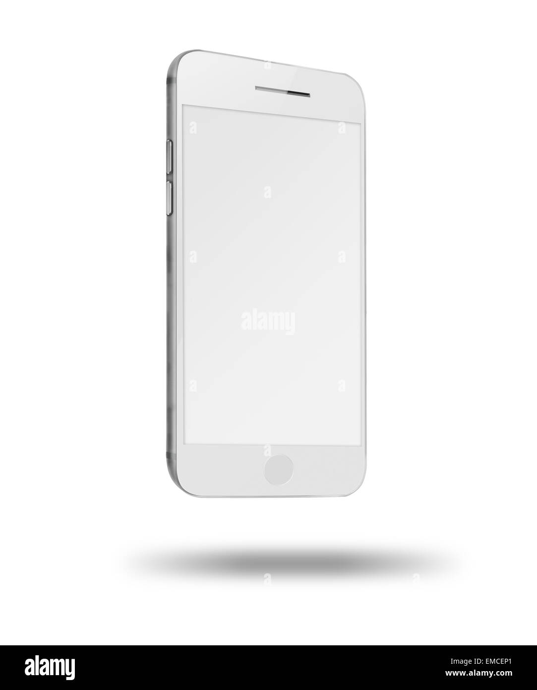 Mobile smart phone with white screen isolated on white background ...