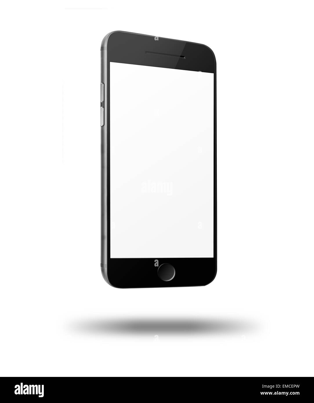 Mobile smart phone with white screen isolated on white background ...