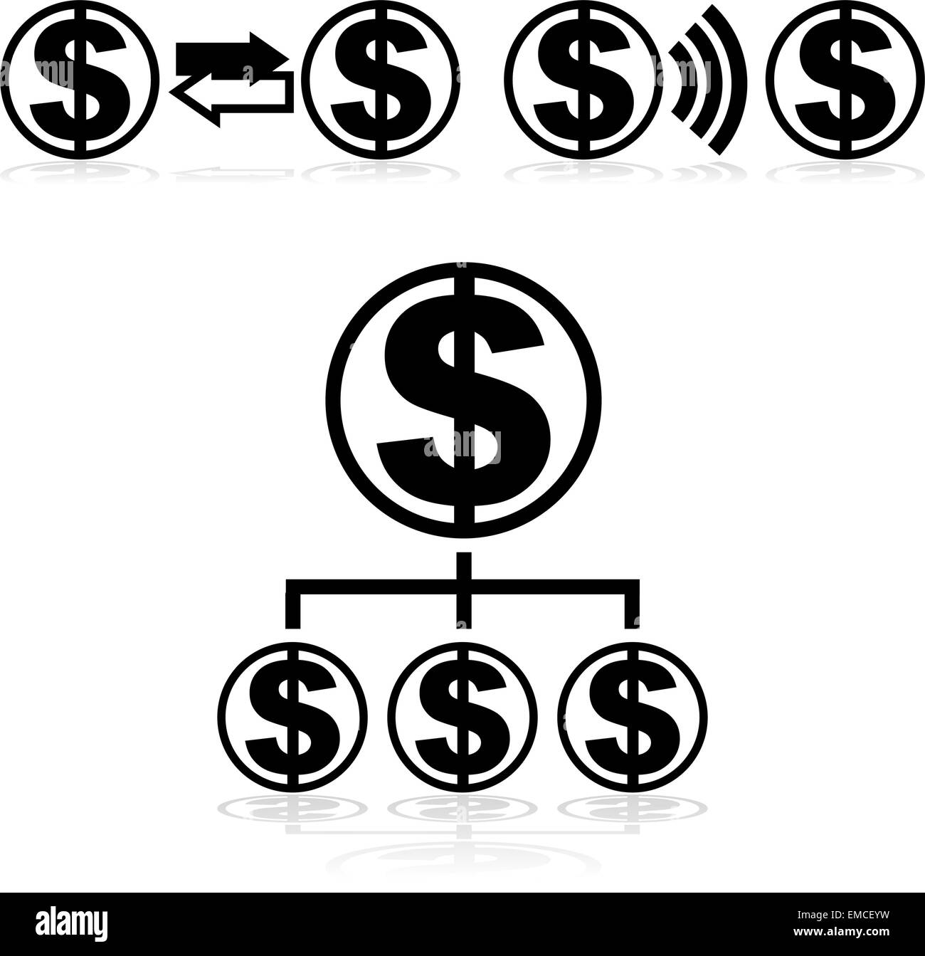 Illustration money flow icon Black and White Stock Photos & Images - Alamy