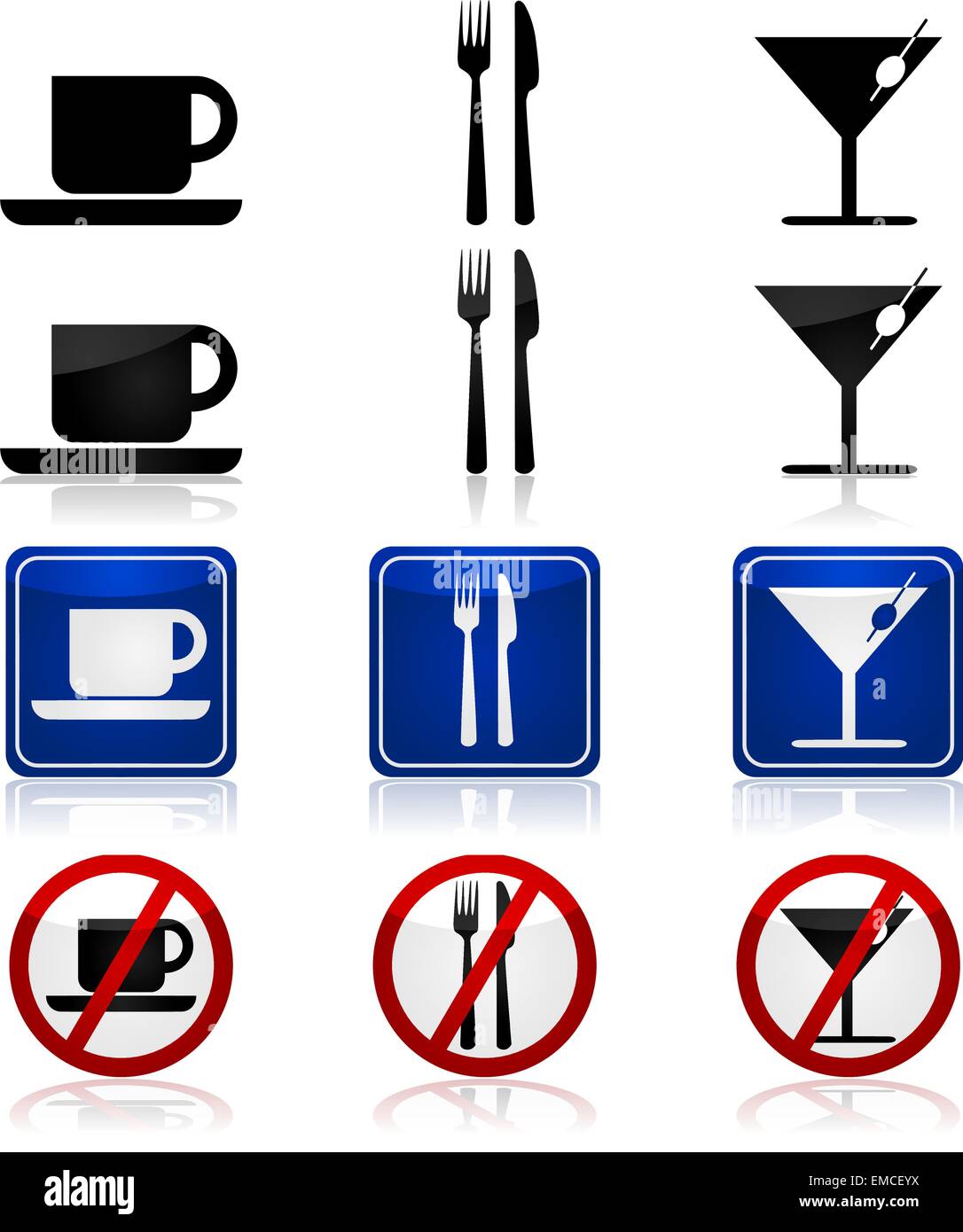 Restaurant bar icons Stock Vector Images - Alamy