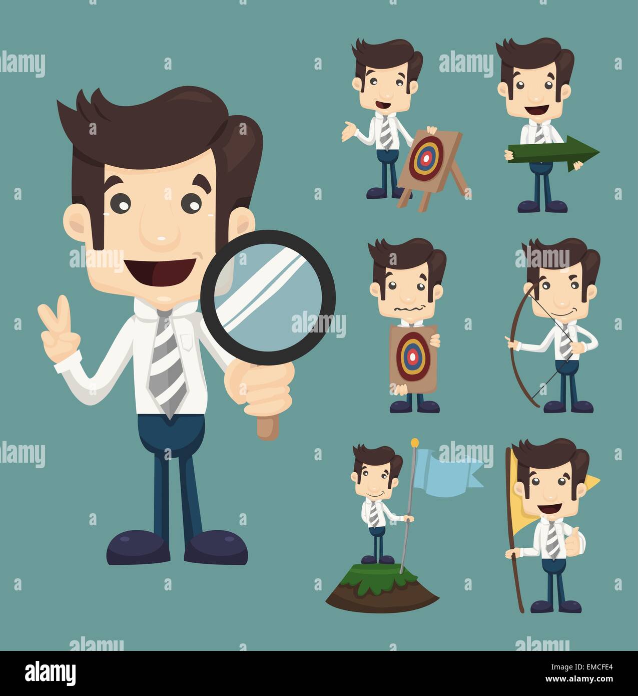 Set of businessman aimming target characters poses Stock Vector Image ...