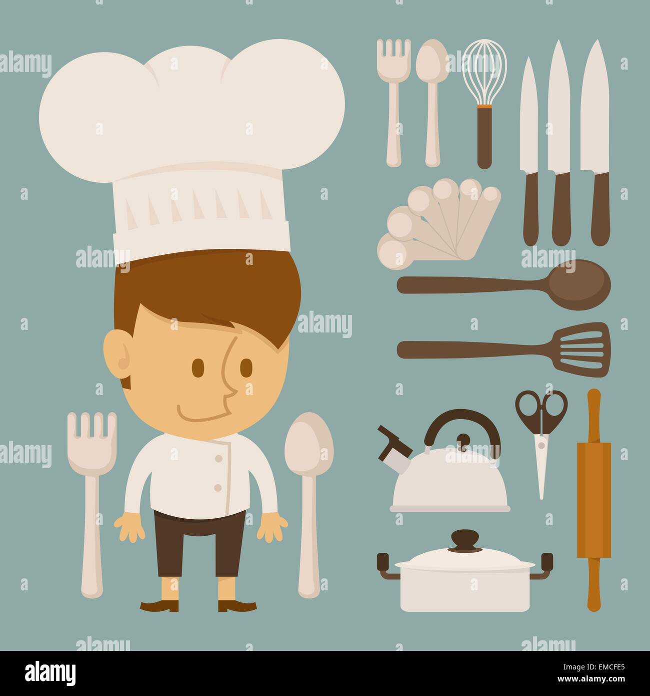 Chef and tool character, flat design Stock Vector Image & Art - Alamy