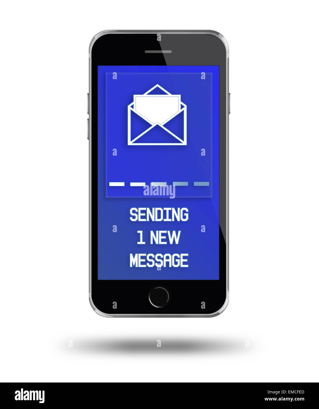 Mobile smart phone with screen showing inscription of sending one new ...