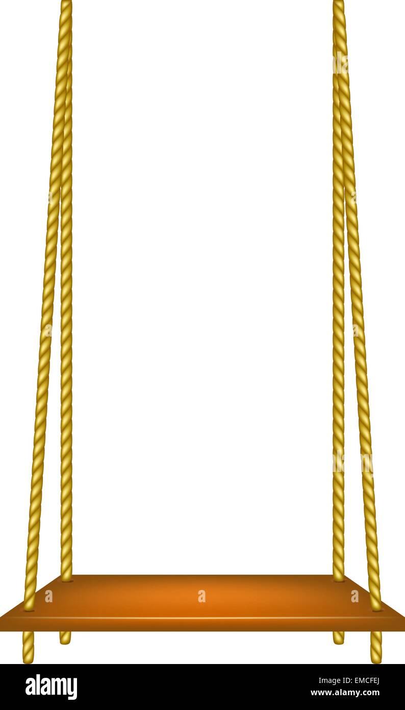Wooden swing hanging on ropes Stock Vector Image & Art - Alamy