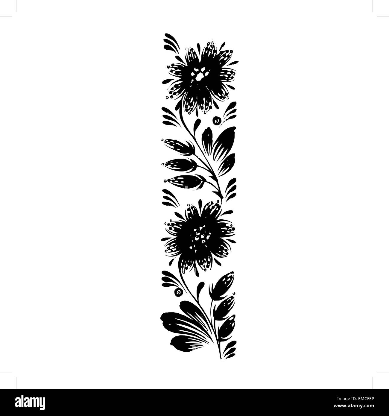 decorative silhouette of floral decoration Stock Vector Image & Art - Alamy
