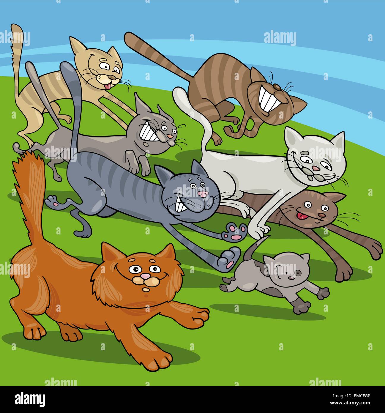 running cats cartoon illustration Stock Vector Image & Art - Alamy