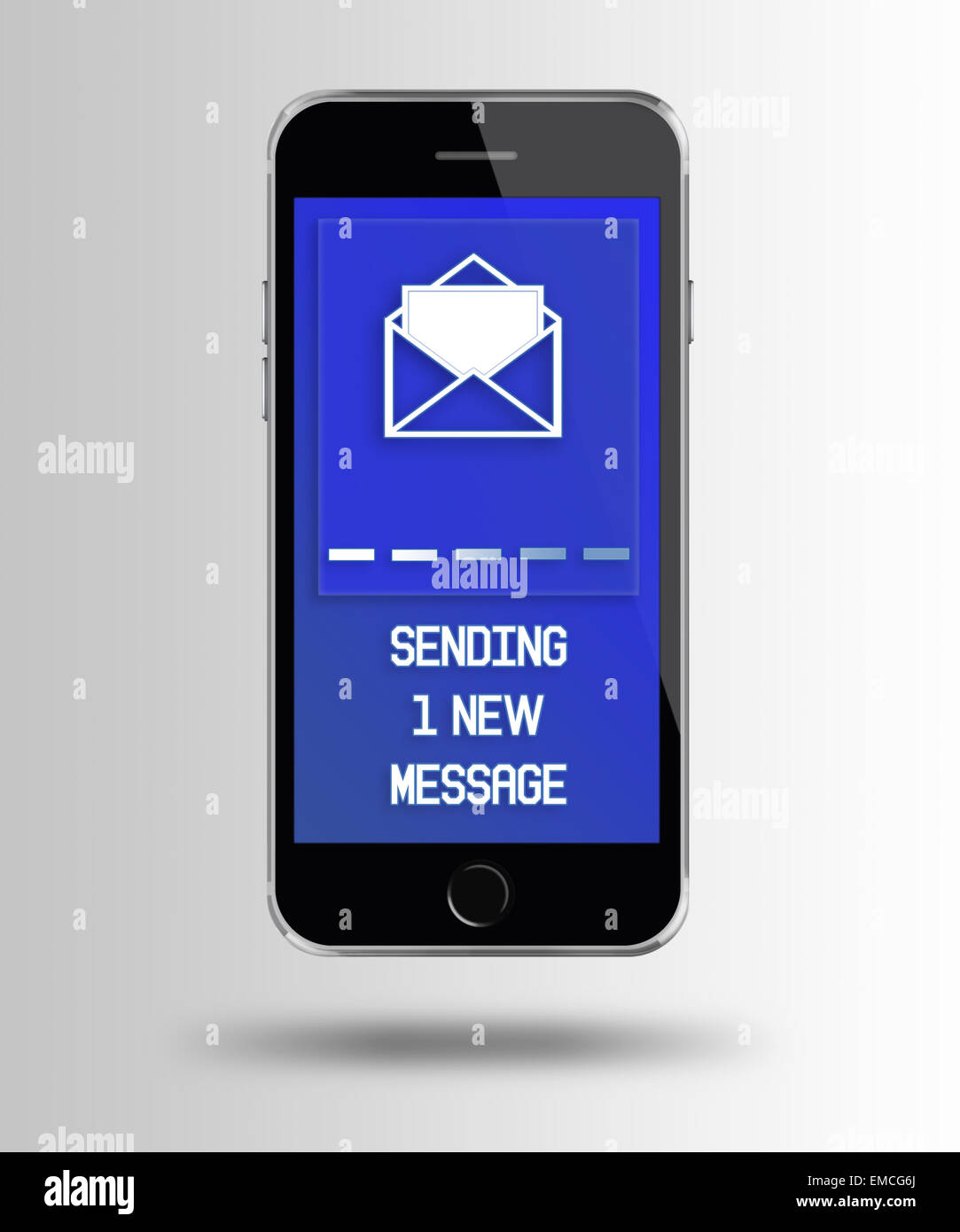 Mobile smart phone with screen showing inscription of sending one new ...