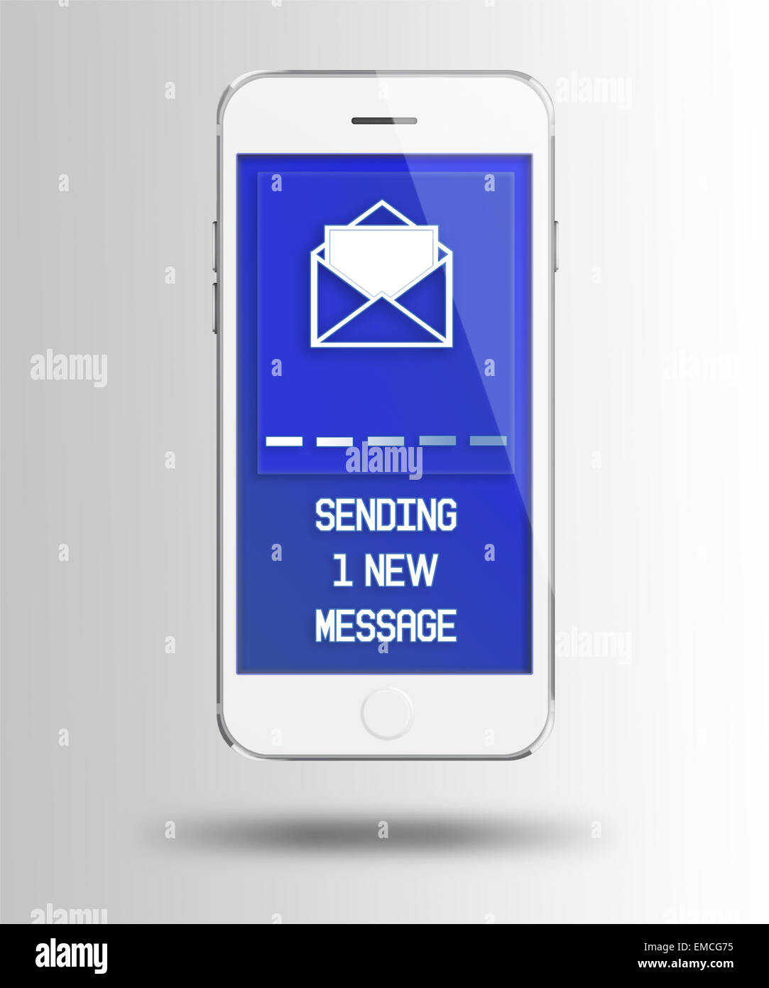 Mobile smart phone with screen showing inscription of sending one new ...