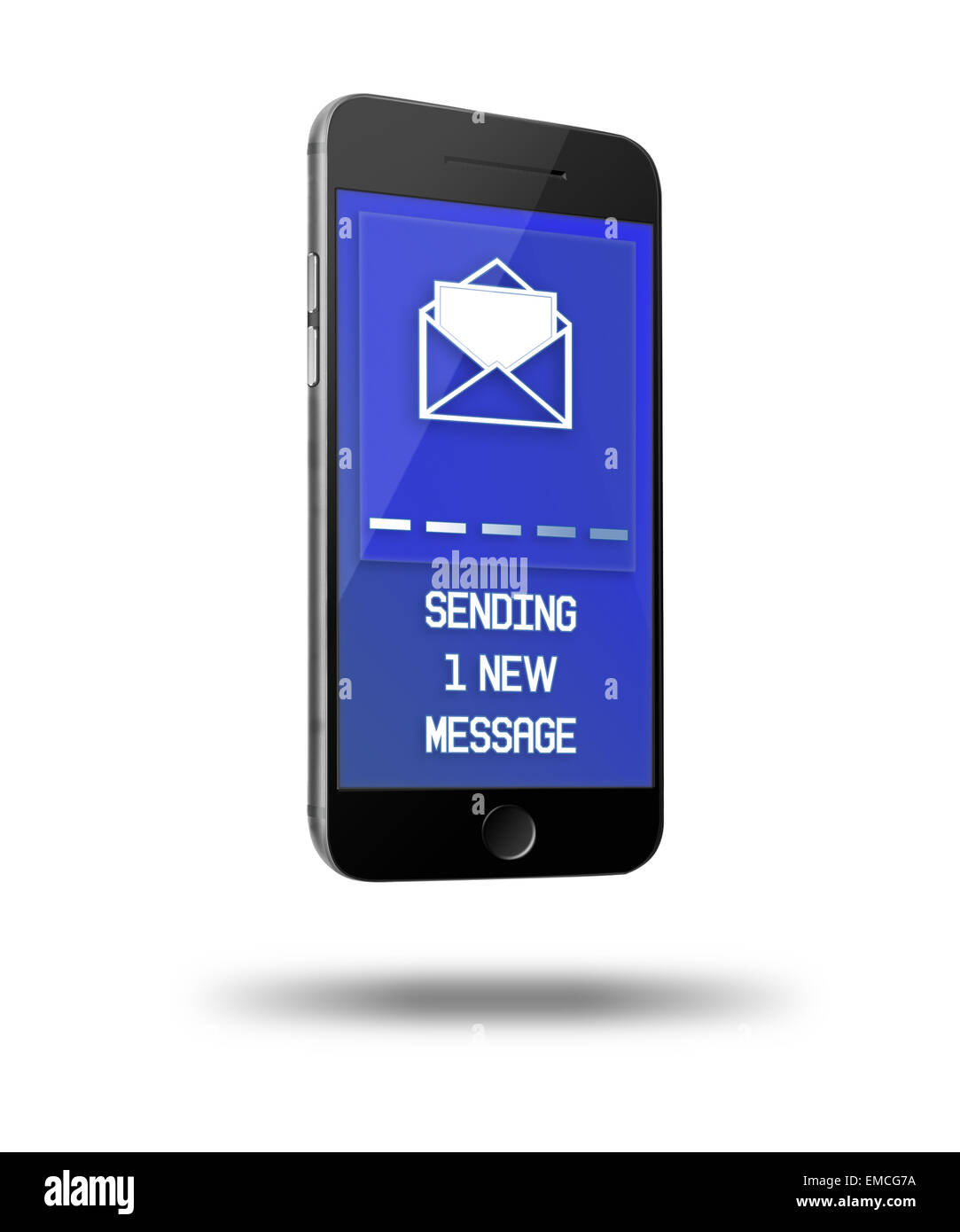 Mobile smart phone with screen showing inscription of sending one new ...