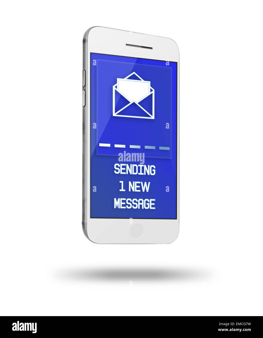 Mobile smart phone with screen showing inscription of sending one new ...