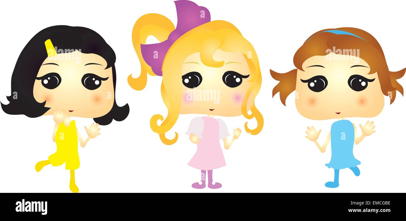 Three girls Stock Vector Images - Alamy