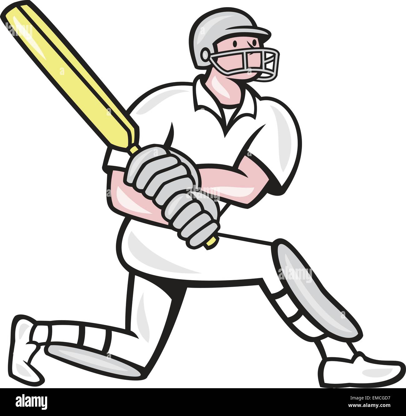 Cricket Player Batsman Batting Kneel Cartoon Stock Vector Image & Art ...