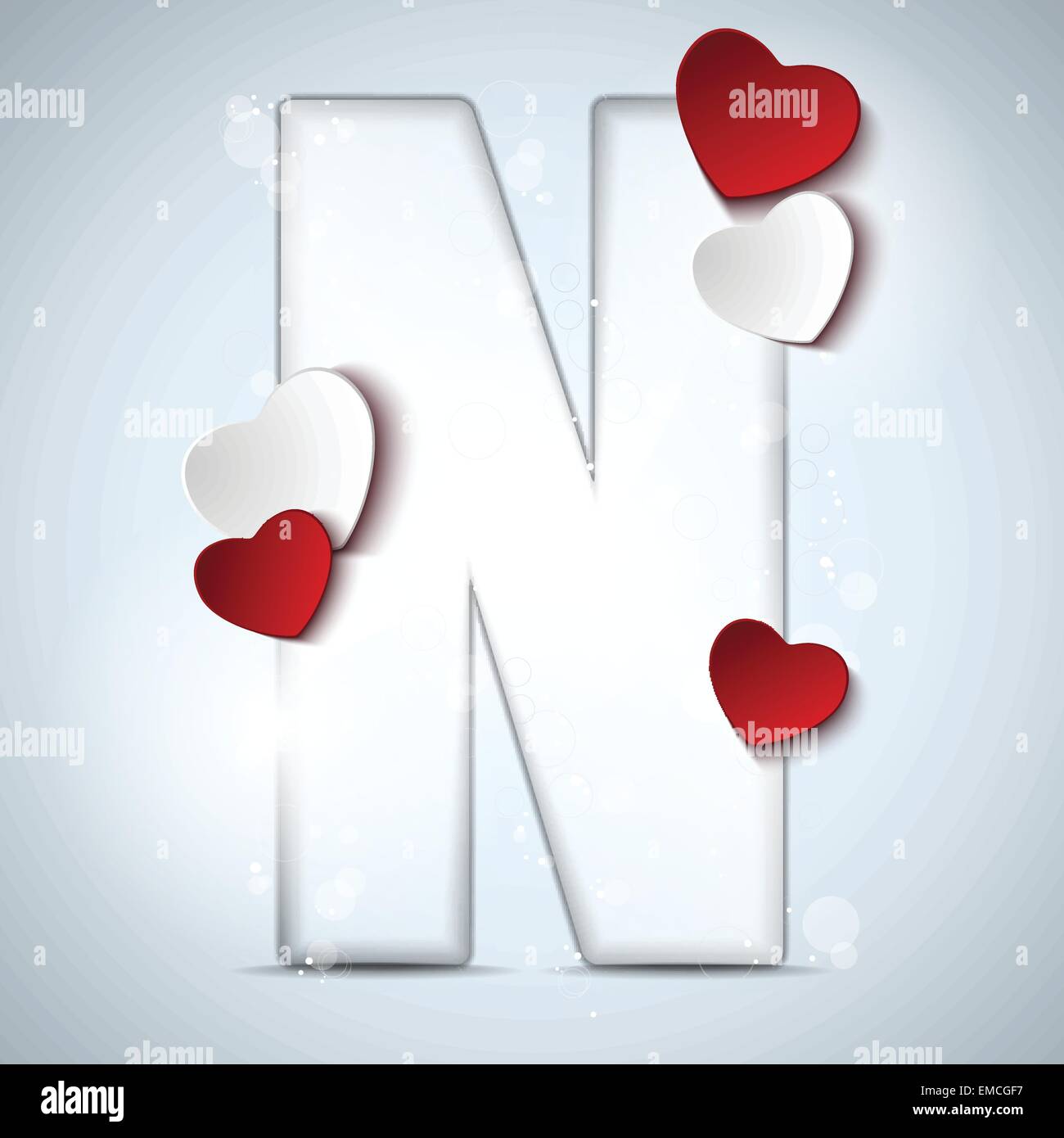 N Alphabet In Heart