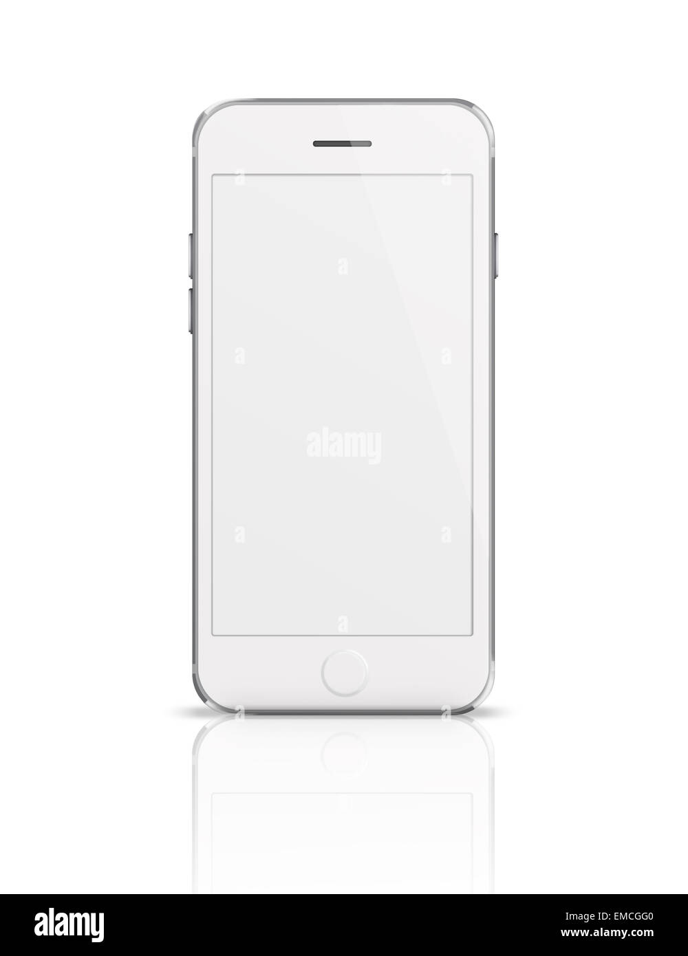 Mobile smart phone with white screen isolated on white background ...