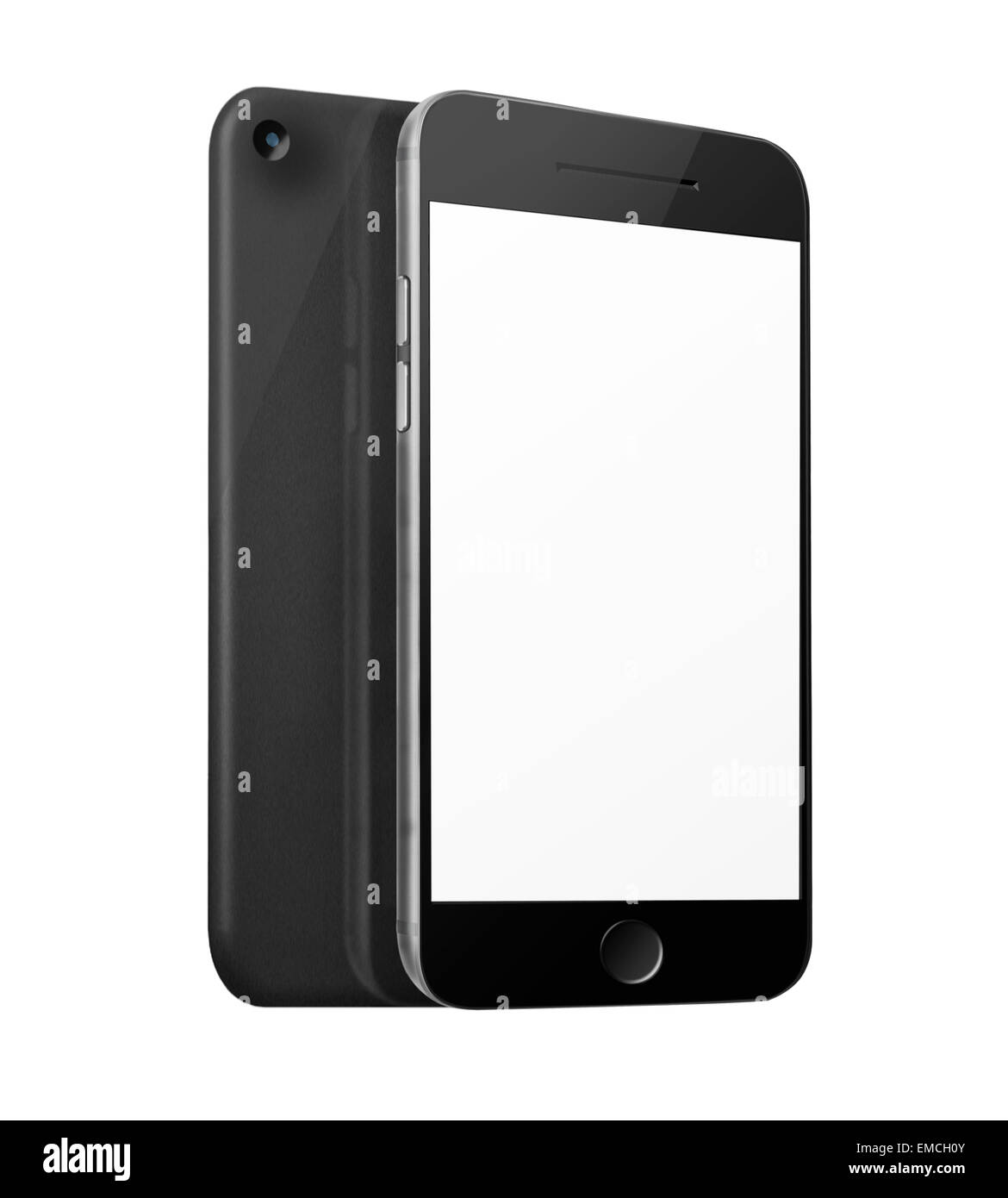 Front and back view of mobile smart phone with blank screen isolated on ...