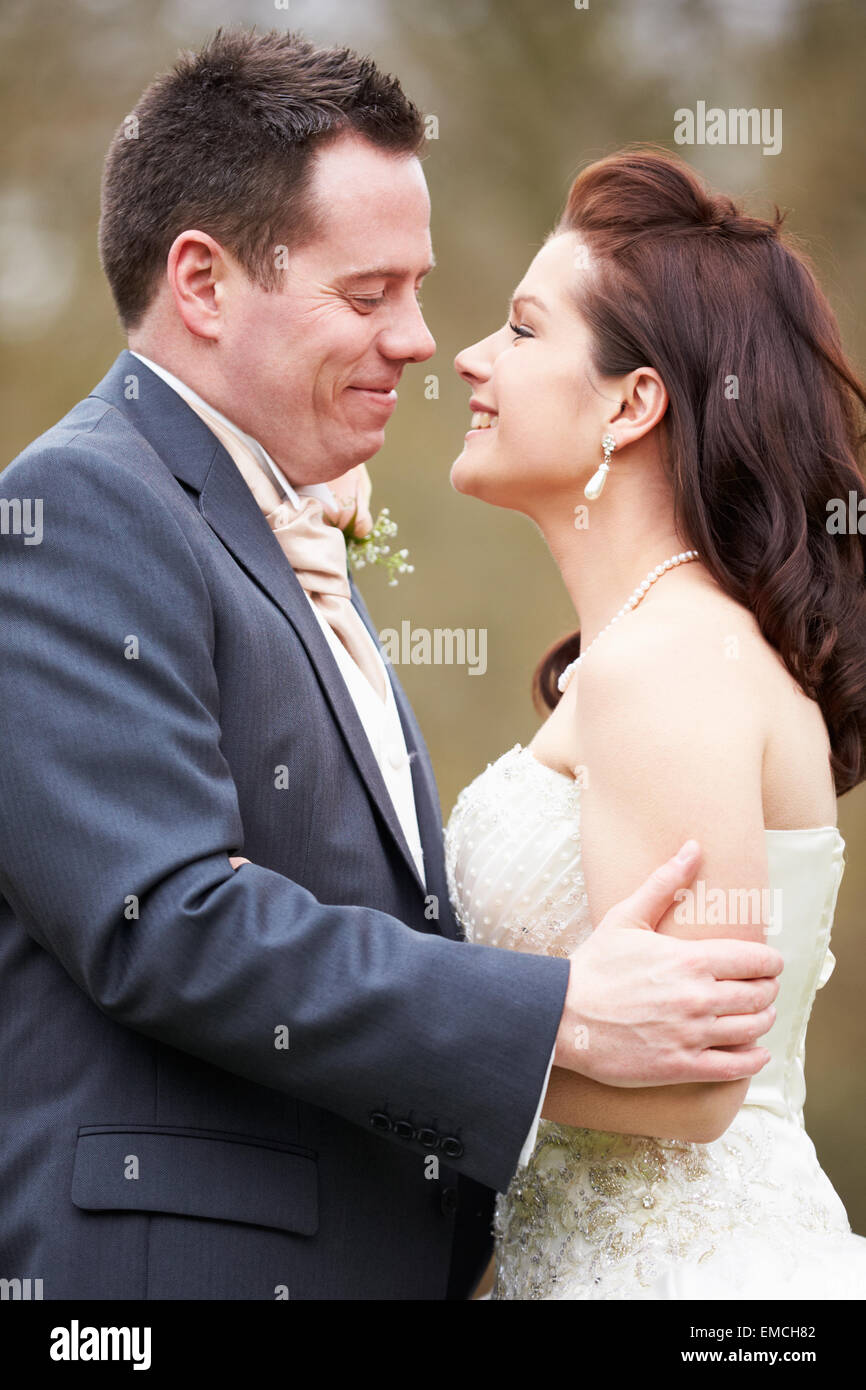 Romantic Bride And Groom On Wedding Day Stock Photo - Alamy