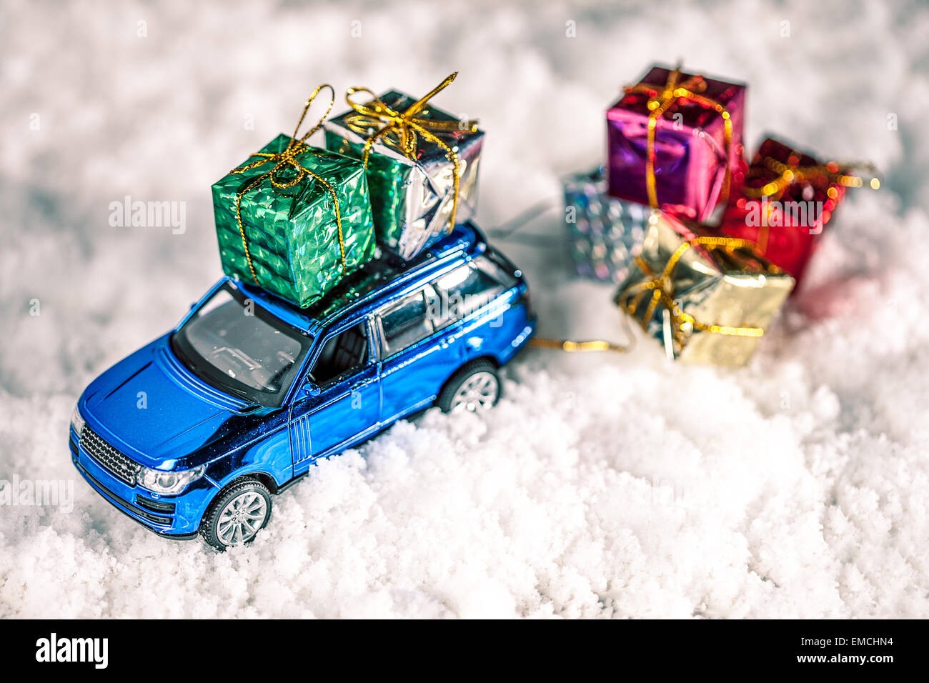 Car toy and gift box Stock Photo - Alamy